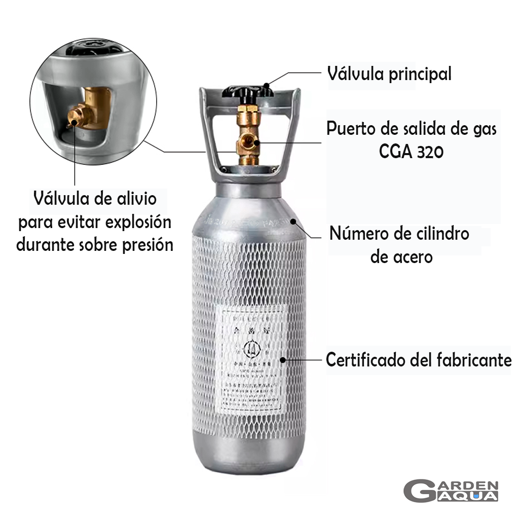 Tanque de co2 acero al manganeso 2L, 4L Y 8L – Week Aqua – GARDEN AQUA